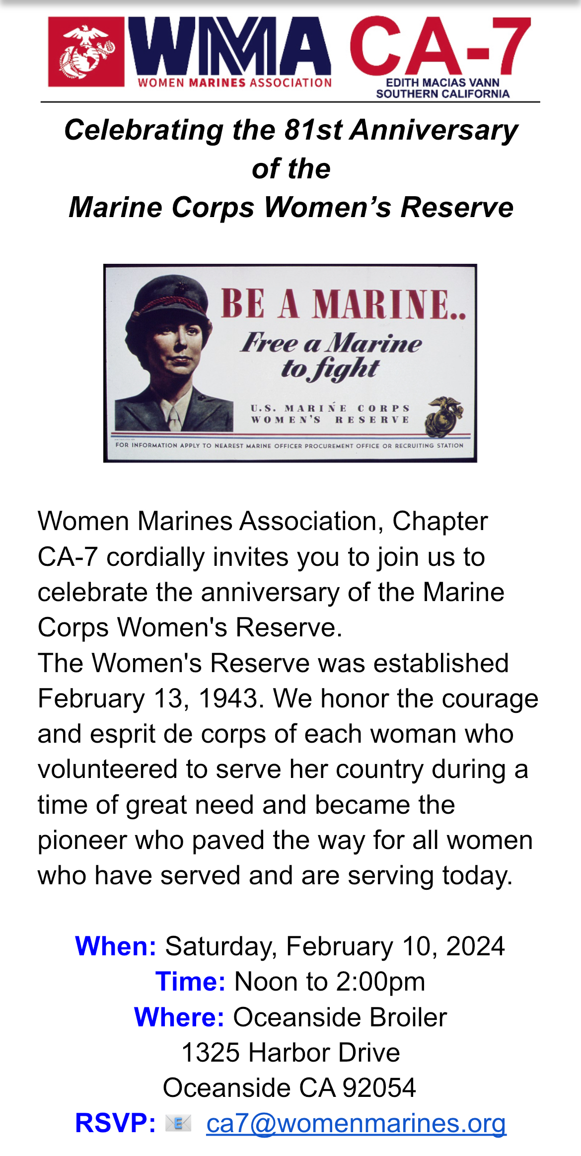 81st Anniversary of the Marine Corps Women’s Reserve - Women Marines ...